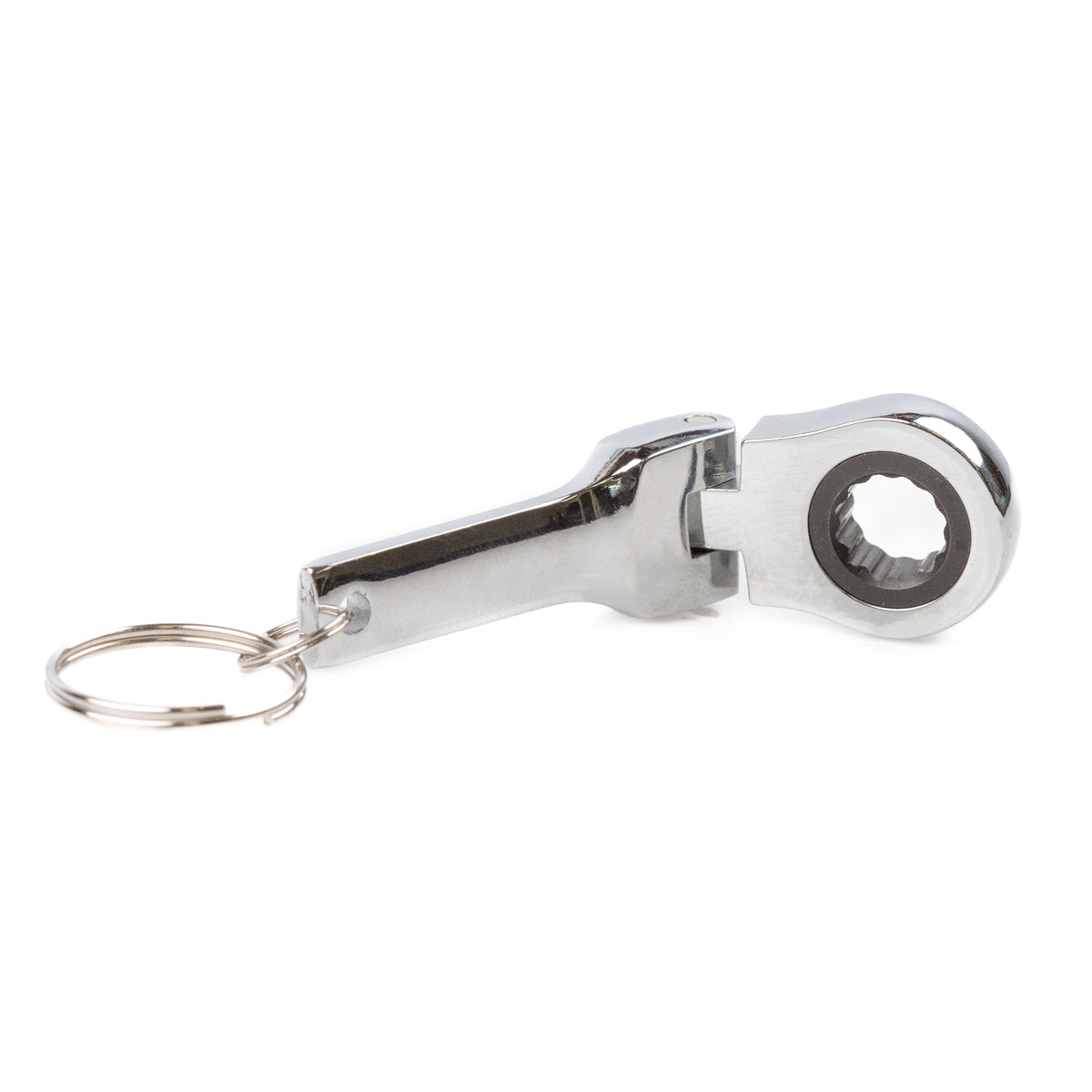 10mm Polished Steel Flex-Head Ratchet Wrench - Key Chain Functional Ra ...